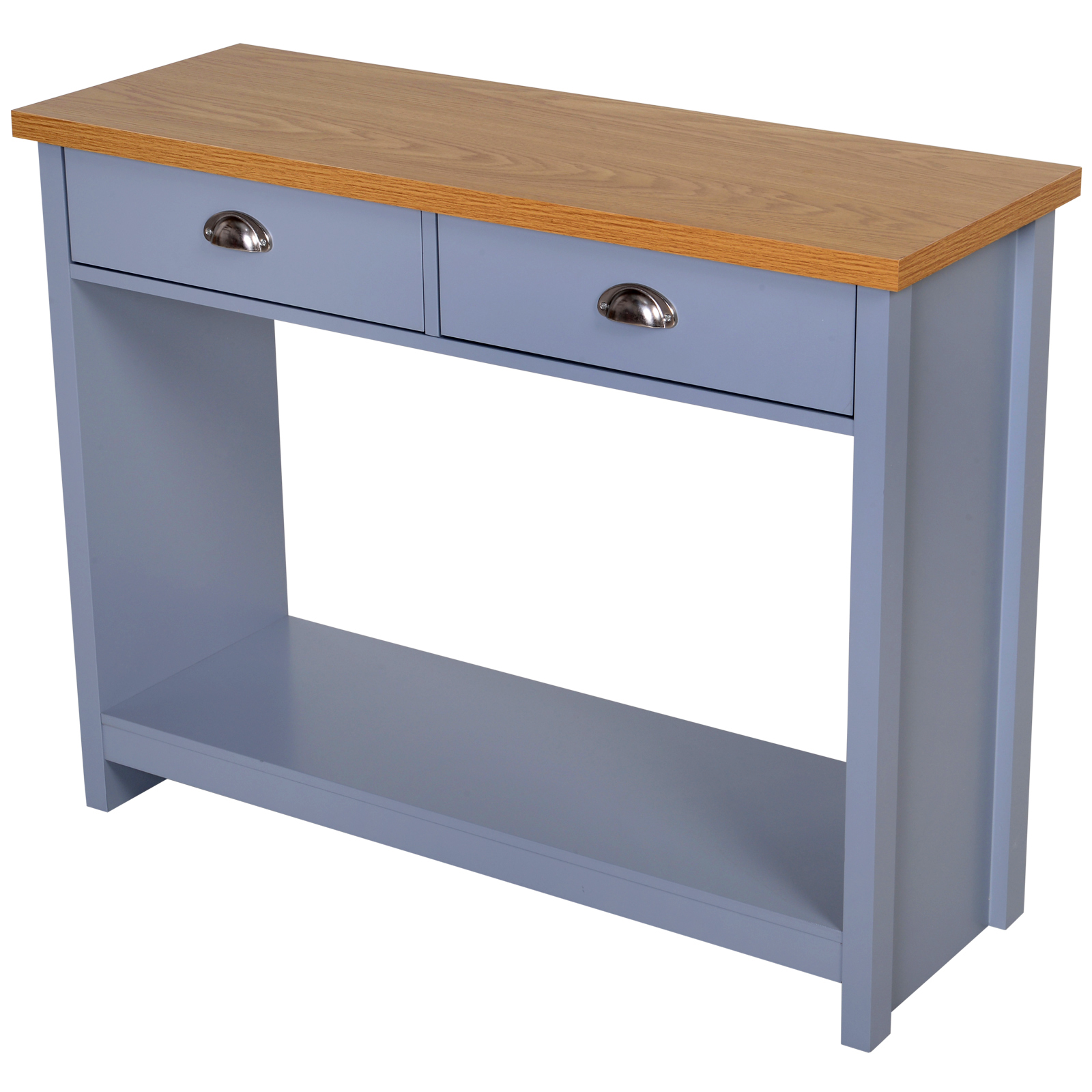 HOMCOM MDF Rustic 2-Drawer Console Table Grey | Aosom UK